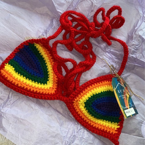 Pride Handmade Crochet Bralette Top, Custom Pride Bralette ...