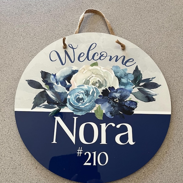 Personalized Round Door Sign for Assisted or Senior Living Apartment ...