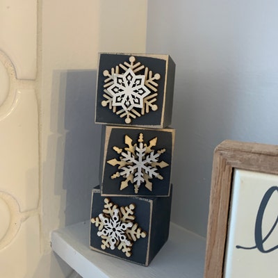 Mini Wood Sign Fall Blocks Stained Set of 3 Mini Blocks - Etsy