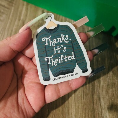 Thanks Its Thrifted Sticker Vintage Sticker Sustainable Clothing ...