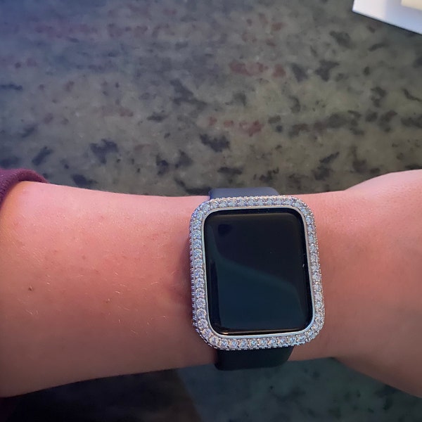 Silver Apple Watch Bezel, Metal Lab Diamond Cover 2.5mm Iwatch Bling ...