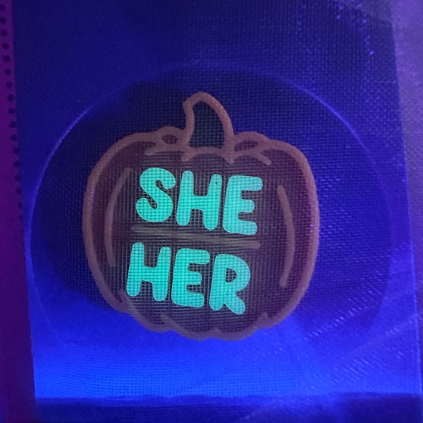 Pumpkin Pronouns Pins *GLOW in the DARK* She/her, He/him, They/them ...