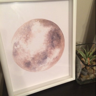 Neutral Moon Print, Beige Moon Art, Full Moon Art Print, Dreamy Moon ...