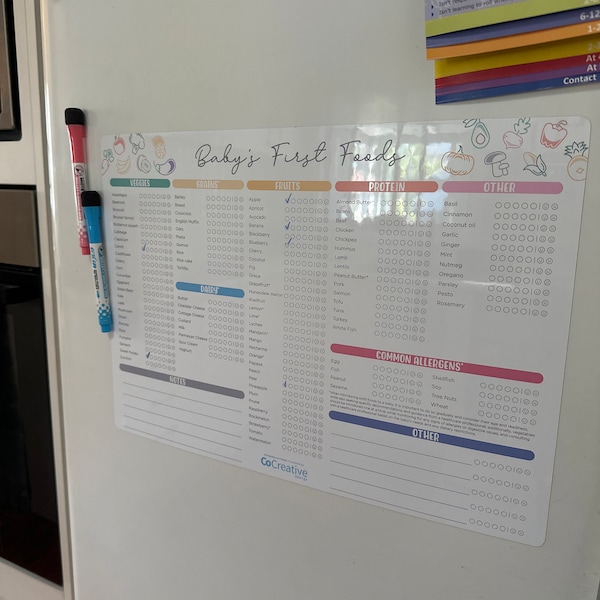 Baby Feeding Log & Food Tracker | A3 Magnetic Whiteboard Solid Foods ...