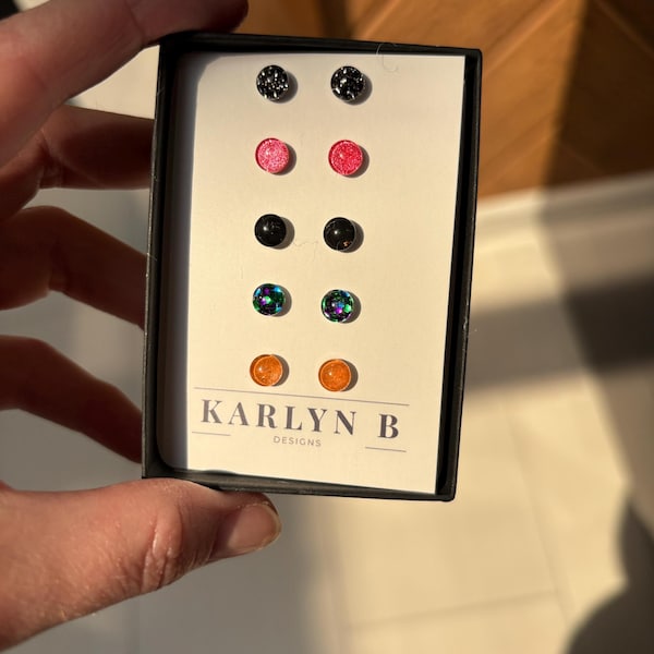Build Your Own Four Pair Stud Earring Set - Colorful Dot Earrings ...