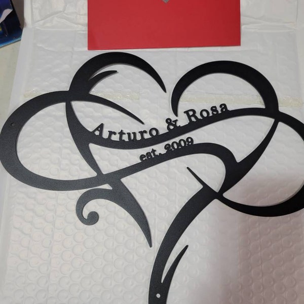 Personalized Metal Infinity Heart Sign - Customizable Heart Plaque ...