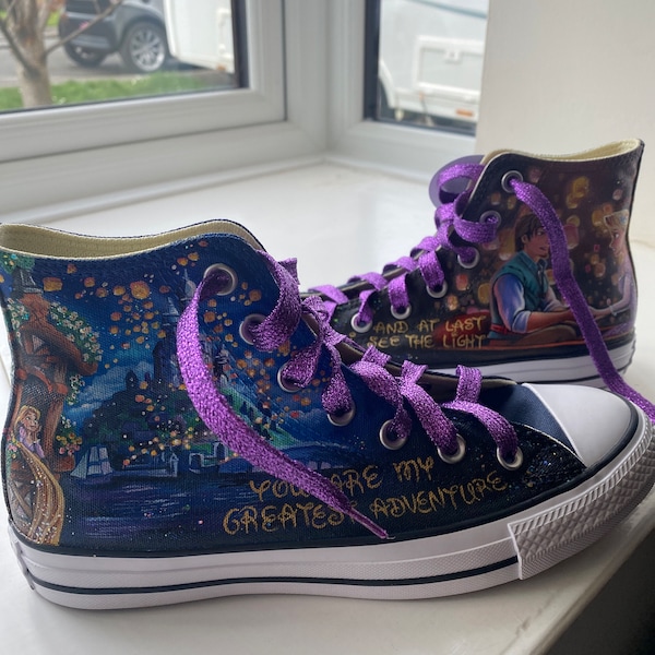 Rapunzel Shoes, Tangled Shoes, Disney Shoes, Hand Painted Shoes, Custom ...