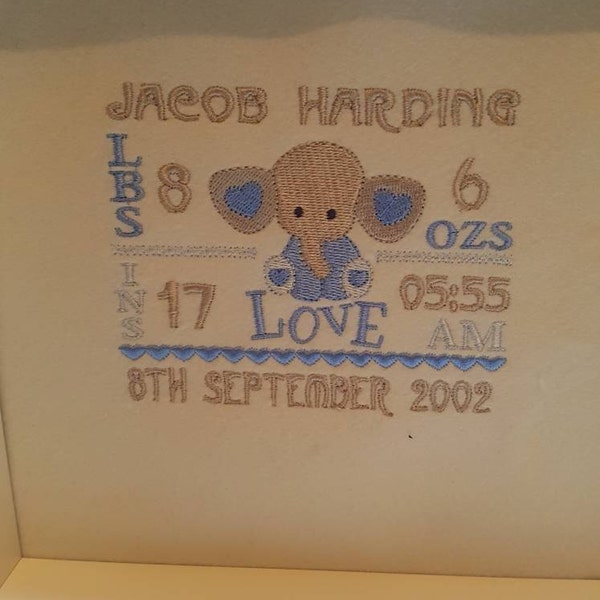 Elephant Birth Announcement Embroidery Design - Birth Template Machine ...
