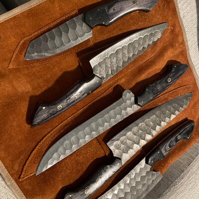 Custom Handmade Damascus Steel 5 Pcs Chef Set, Personalized Chef Set ...