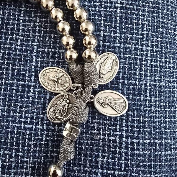 Celtic Anglican Knotted Rosary Rope With Stainless Steel Cross. Dark ...