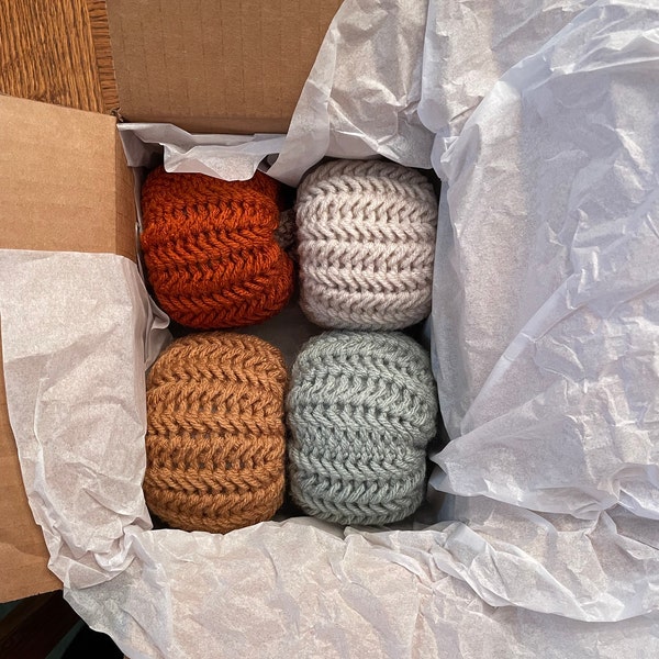 Herringbone Pumpkins Set of 3 // Crochet Knit Pumpkins // Pumpkin Stack ...