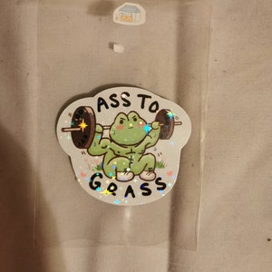 ASS TO GRASS Buff Frog Gym Sticker - Etsy