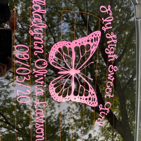 In Loving Memory Car Window Decal With A Butterfly | Car Decals - Etsy