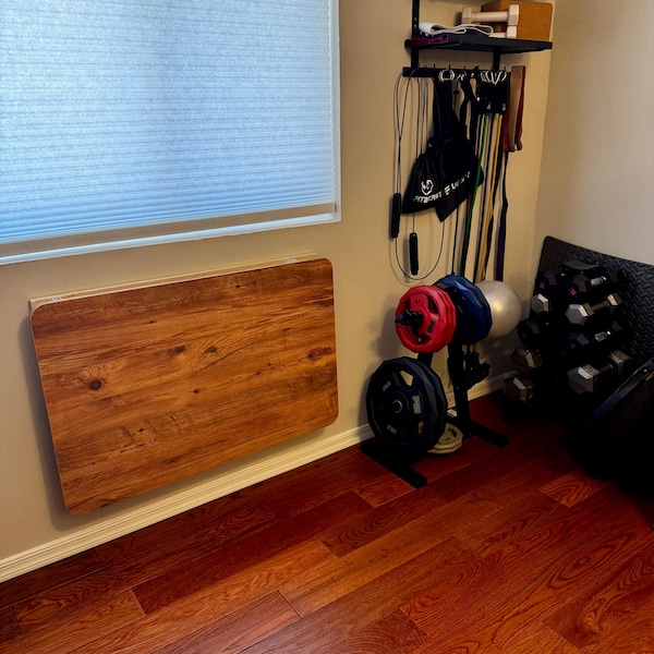 Wall Mounted Folding Table With Shelves, Space Saving Table, Floating ...