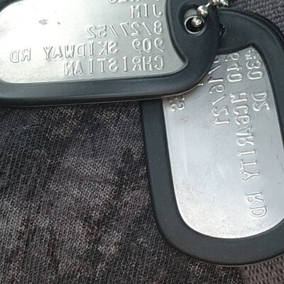 Stainless Steel US Army Dog Tag ID Set, Personalised & Embossed With ...