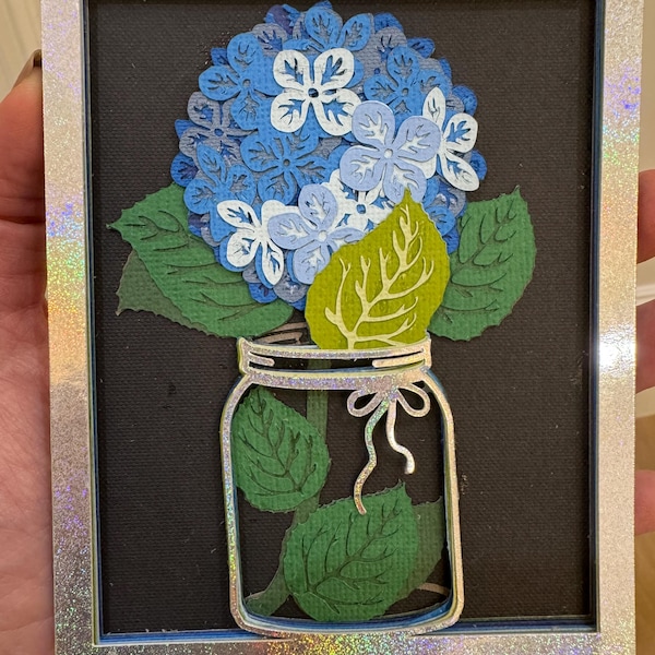 3D Hydrangea Flowers Shadow Box SVG, 8x10 Inch Layered Hortensia 3D Svg ...