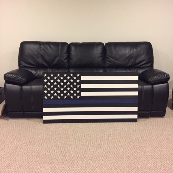 Thin Blue Line Wood Flag, Thin Blue Line Flag, US Flag, Police Flag ...