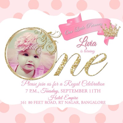Royal Princess Invitation With Photo Pink Royal Princess Birthday ...