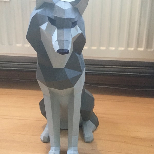 The Paper Wolf Papercraft Kit, Sitting Wolf by Paperwolf. Friendly ...