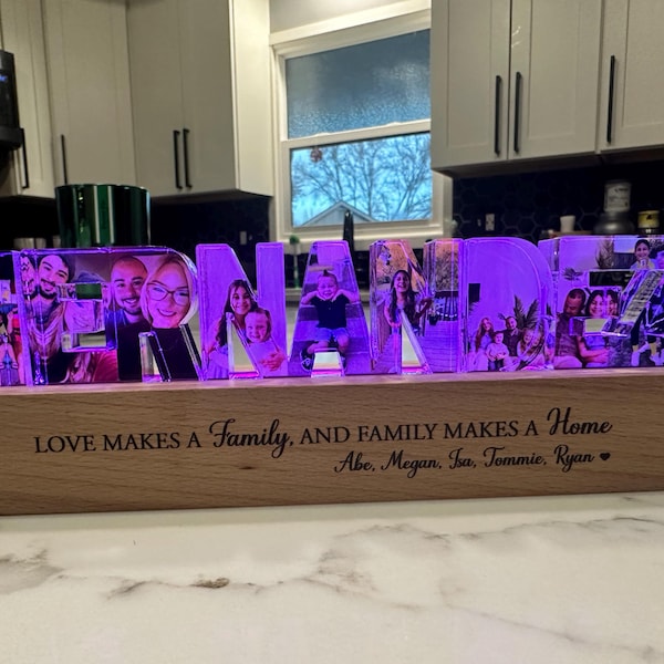 Personalized Family Name Photo Collage Night Light, Family Photo Gift ...