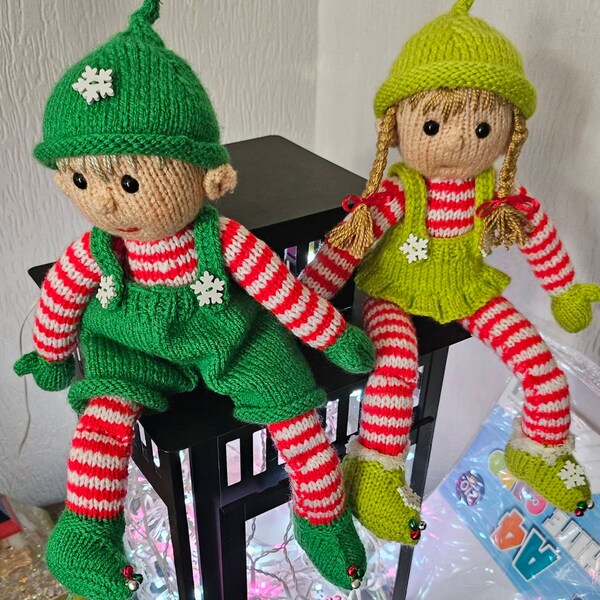 Ginger and Snap Elves Pdf Knitting Pattern Download - Knitted Flat ...