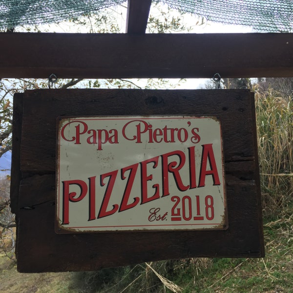 CUSTOM PIZZERIA SIGN, Personalized Kitchen Sign, Vintage Style Kitchen ...
