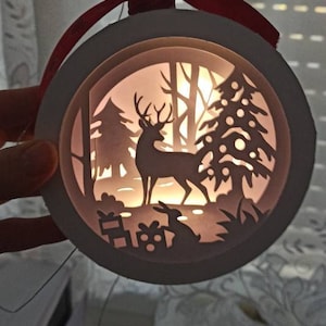 Paper Lantern Shadow Box SVG PDF Template for You DIY Christmas ...