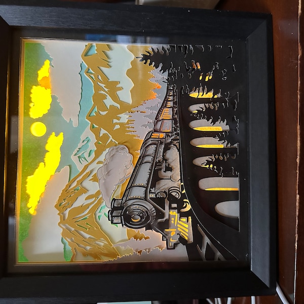 3d Old Train Silhouette, Shadow Box Templates, Paper Cut, Files for ...