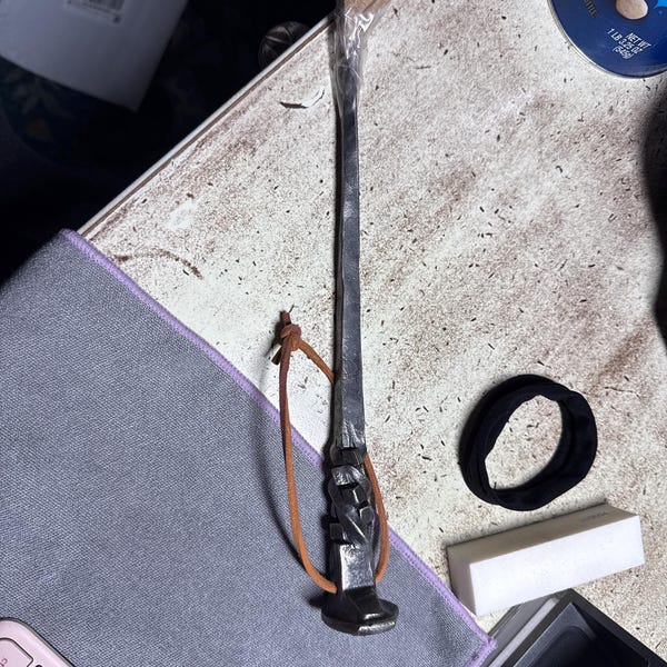 Hand Forged Railroad Spike Steak Flipper Leather Lanyard Included, Meat ...