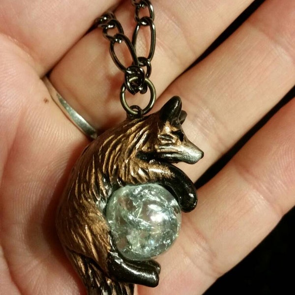 Red Fox Necklace Pendant With Custom Color Gem - Etsy