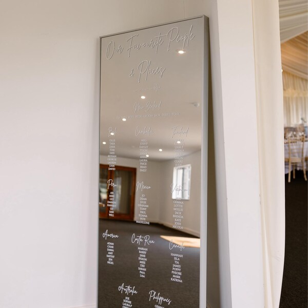 Mirror Table Plan/ Wedding Table Plan / Mirror Seating Plan/ Wedding ...