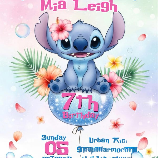 Editable Stitch Invitation, Custom Printable Stitch Party Invite ...