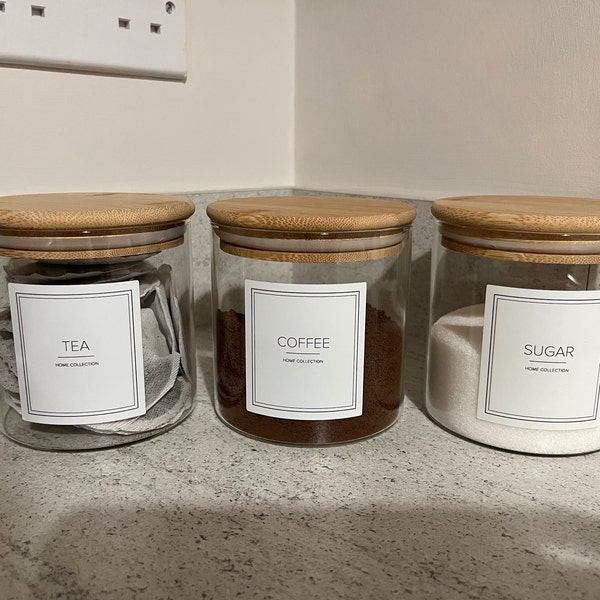 Tea Coffee Sugar Labels Bundle, Waterproof & Oil Resistant Kitchen Jar ...