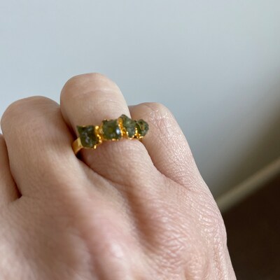 Natural Green Peridot Ring, Raw Peridot Ring, Copper & Peridot Ring ...