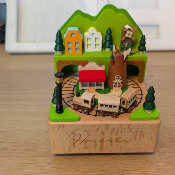 Wooden Music Box, Custom Wooden Handmade Music Box, Train Birthday ...