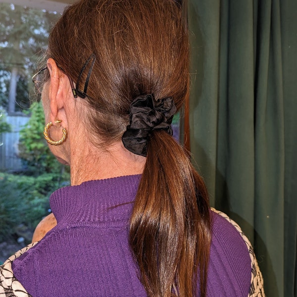 Black Silk Skinny Scarf, Silk Hair Ribbon, Hair Bow, Neck Scarf, Neck ...