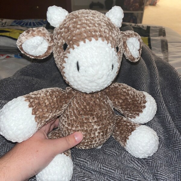 Duke the Cow Stuffie, Crochet Cow Plush, Cow Stuffed Animal, Chubby Cow ...