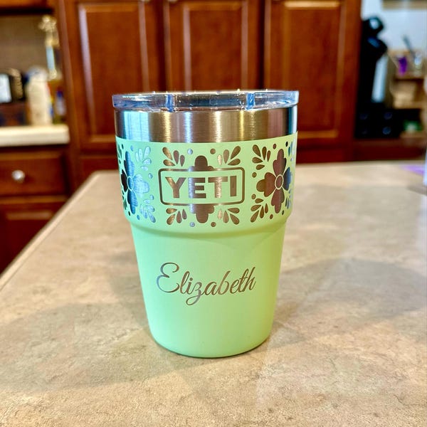 Personalized Floral Design Yeti 20oz Rambler Tumbler 360 Degree ...