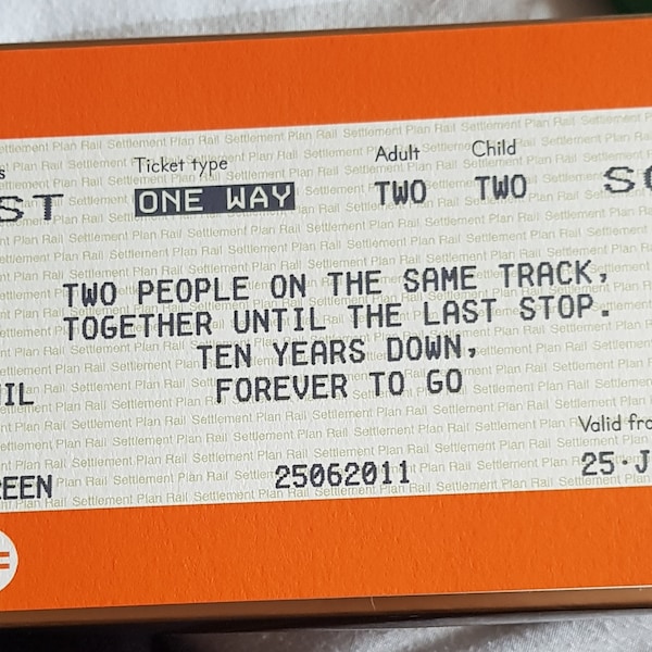 Personalised Train Ticket Anniversary Card, Custom Anniversary Card ...