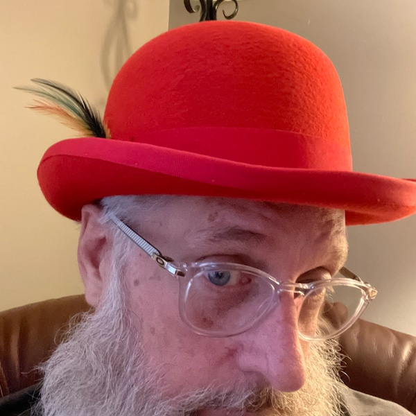 Red Top Hat Red Wool Top Hat Red Handmade Top Hat Vintage Top Hat Top ...