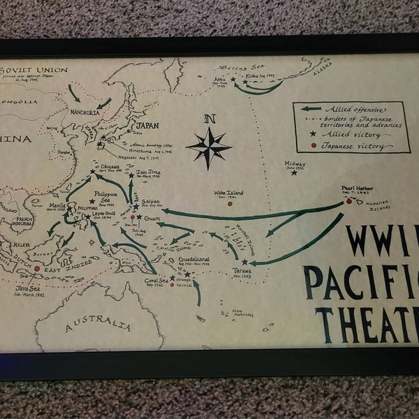 WWII Pacific Theater Map - Etsy