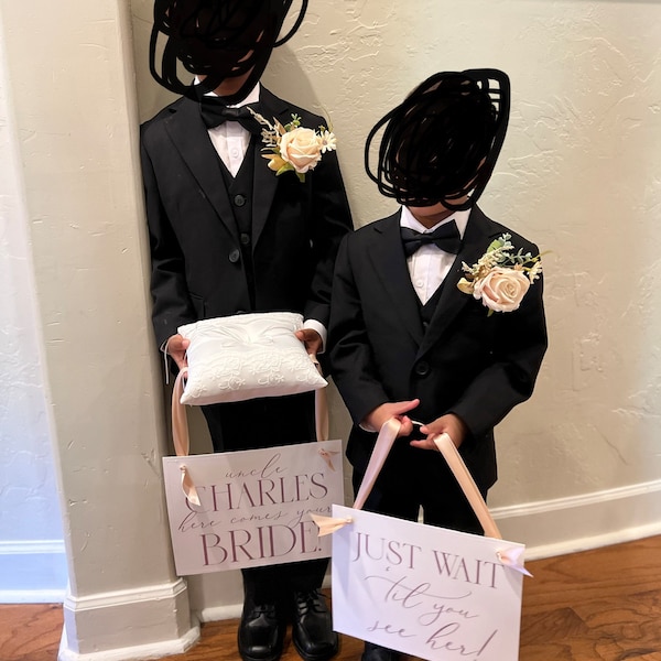 Set of 2 Personalized Wedding Signs for Flower Girl/ Ring Bearer 1122 ...