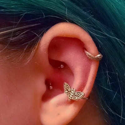 Skull Moth Ring for Septum & Daith Piercings, Death's Head Moth Captive ...