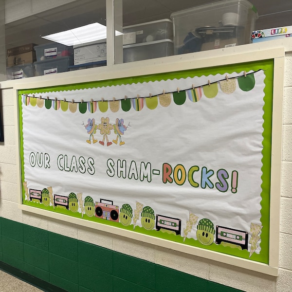 Retro 90's St. Patrick's Day Bulletin Board Kit | March Bulletin Board ...