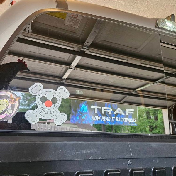 TRAF Now Read It Backwards Bumper Sticker or Magnet: Funny Car ...