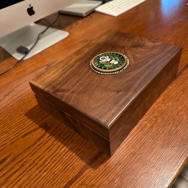 Personalized U.S. Army Walnut Keepsake Box With Colored Medallion - Etsy