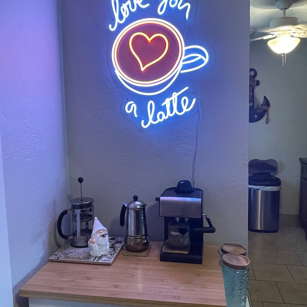 Love You A Latte Neon Sign, Love You A Latte Neon Light, Latte Led Sign ...