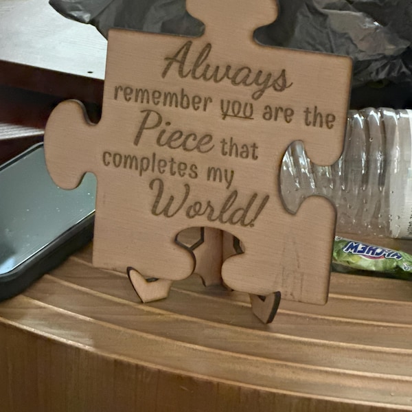 Personalized Wooden Keepsake Puzzle Piece With Custom Engraved Phrase ...