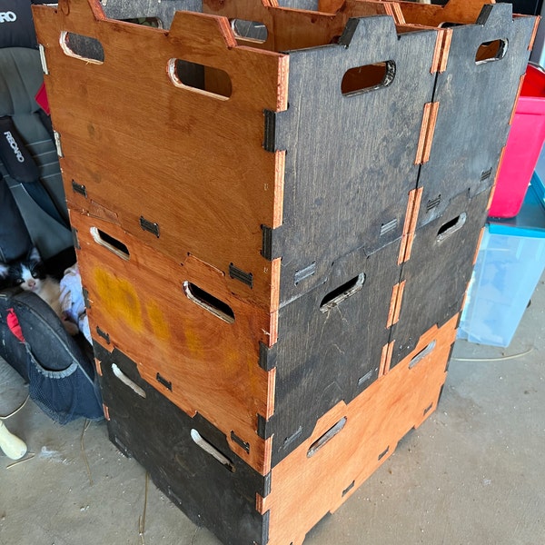 Cnc Router Stackable Box Crate Files 5 Box Set Diy Modular Plywood Boxes Modular Stackable