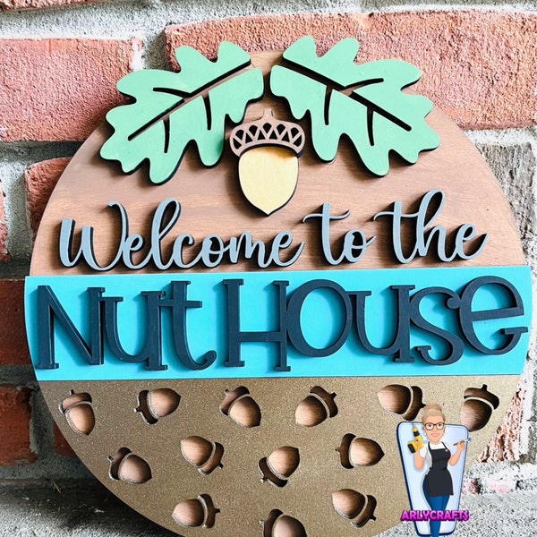 Welcome to Nut House, Digital Download, Round Door Hanger Svg, Fall ...